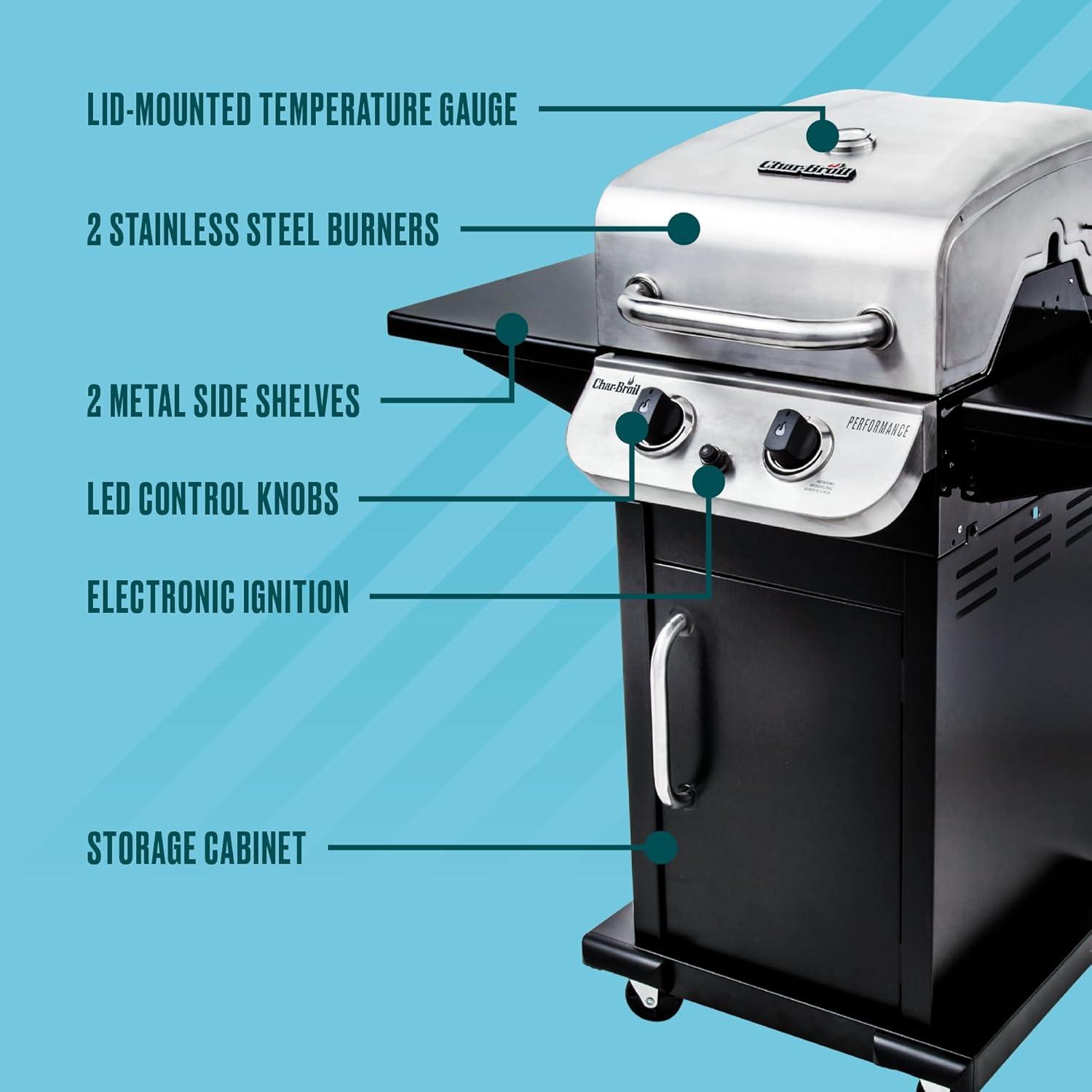 Charbroil Performance Series 2-Burner Gas Grill Cabinet, Stainless ...